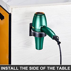 WAYASI Blow Dryer Holder Wall Mounted, Black Hair Dryer Holder, Stainless Steel Blow Dryer Organizer, Hair Tool Organizer for Hair Dryer Hanger, Adhesive Hair Dryer Storage for Bathroom Barber Shop