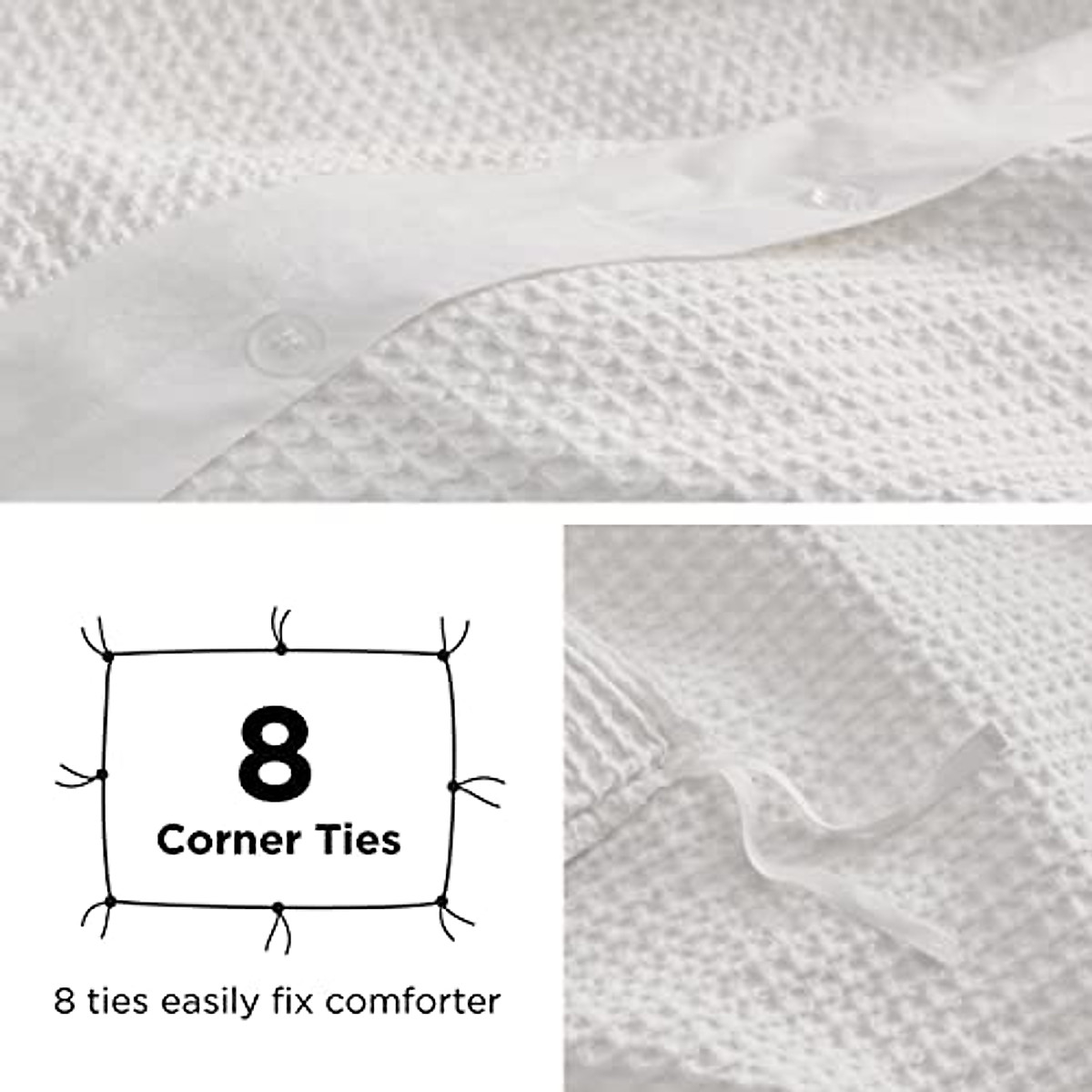 Bedsure Cotton Duvet Cover King - 100% Cotton Waffle Weave Coconut White Duvet Cover King Size, Soft and Breathable King Duvet Cover Set for All Season (King, 104"x90")