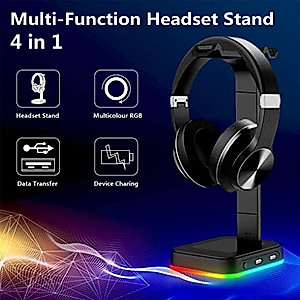 ANIIC Headset Stand RGB Headphone Stand Over-Ear Headset Desk Bracket Earphone Holder Display Shelf USB Support Gaming PC Accessories Headphone Stand