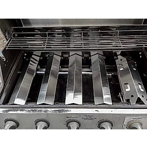 Uniflasy Grill Replacement Parts Kit for Brinkman 810-3660-S, 810-3661-F, Includes Grill Burner Tube Pipe, Heat Plate Shield/Heat Tent/Burner Cover/Flame Tamer, Crossover Channel Tube