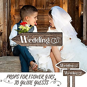 Blulu 2 Pieces Wedding Directional Road Arrow Sign Wedding Sign Ceremony Sign and Reception Waterproof Large Wedding Sign with Stakes for Wedding Supplies