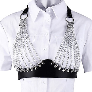 Bmirth Punk Leather Chain Tassel Body Chain Bikini Harness Chain Stylish Waist Chain Body Jewelry(Q)