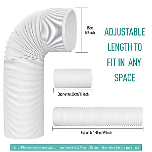 AGPTEK Exhaust Hose for Portable Air Conditioner, 5.9 Inch Diameter AC Vent Hose, Replacement for 5.9 inch Exhaust Vent Tube -Counter Clockwise Thread, 59 Length