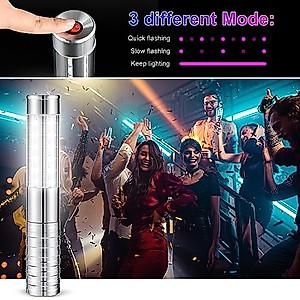 2PCS LED Strobe Baton Light Bright Rechargeable LED Light Club Signs for Bottle Service Reusable Nightclub Parties (Gold+Sliver)