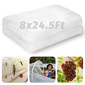 Auksay 105Pcs Garden Netting Set,8 x24.5 Ft Garden Netting Pest Barrier,DIY 40Pcs Greenhouse Garden Hoops,3 Types 45pcs Connectors for DIY Building Connection,Garden Mesh Netting Kit with Plant Cover