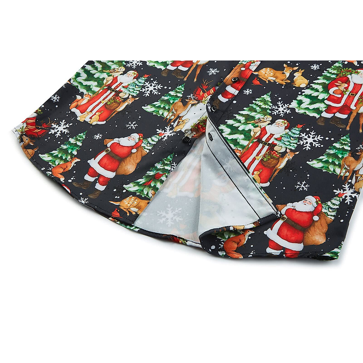 ENVMENST Men's Christmas Button Down Shirt Santa Party Short Sleeve Holiday Casual Hawaiian Shirts(Santa C404,L)