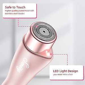 Facial Hair Remover for Women, Smity Waterproof Hair Removal Women's Painless Peach Fuzz Trimmer Shaver with 1 Extra Replacement Head