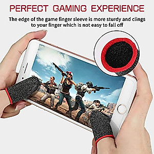 Newseego Finger Sleeve Sets for Gaming Mobile Game Controller Thumb Sleeves [20 Pack], Anti-Sweat Breathable Touchscreen Sensitive Aim Joysticks Finger Set for Rules of Survival/Knives Out (Red)