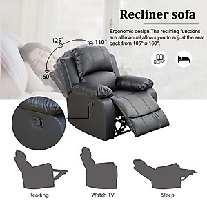 Ocstta Leather Recliner Sofa for Living Room Furniture Set,Recliner Sofa Set for House/Office(Leather Sofa Loveseat 1 Pieces) Black
