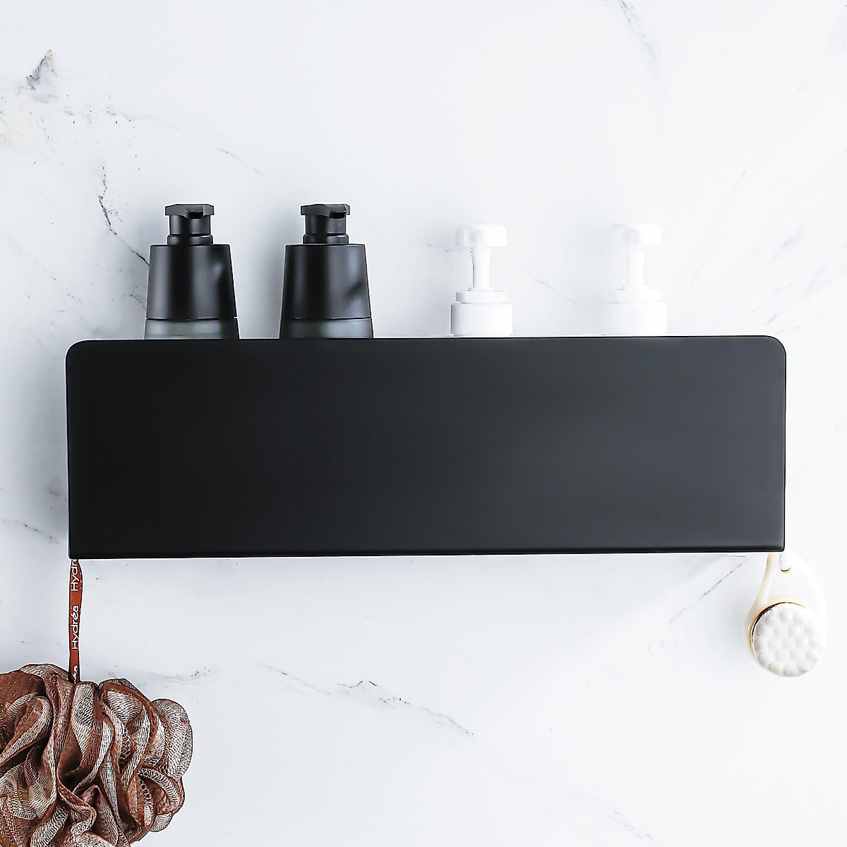 SAIWILLER Blackl Bathroom Shelf Wall Mount Decor Samll Wall Shelf Aluminum Shower Caddy Organizer Kitchen Storage Rack 30CM