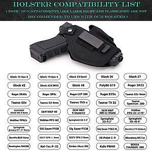 TACWINGS Universal Concealed Carry Gun Holsters for Men/Women,IWB/OWB 380 9mm Holsters for Pistols,Fits Glock 19,17,23,26,43- S&W M&P Shield/ 40/45 /, Similar Handguns