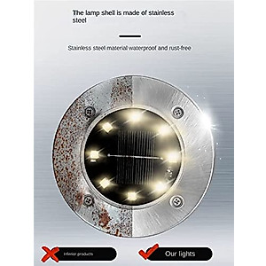 （8 Pack） Solar Ground Lights, 8LED Solar Powered Disk Lights Outdoor Waterproof Garden Light ，Landscape ，Lighting for， Yard Deck，Lawn，Patio Pathway，Walkway (White,Warm Colors，Color) (Multi-Colored)