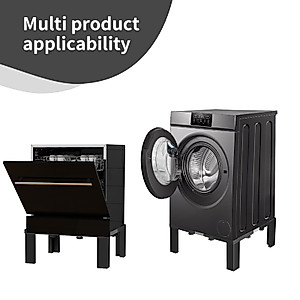 Zsytbyyds Full Size Heavy-Duty All Steel Laundry Pedestal Height 12 Inch Washing Machine Stand Universal Washer and Dryer Pedestal Adjustable Refrigerator Stand(Black)