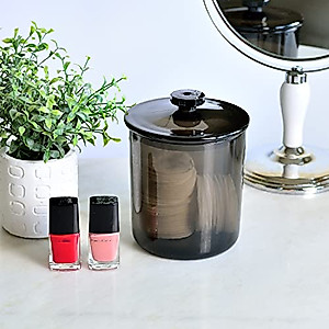 Youngever Black Plastic Apothecary Jars, Qtip Holder, Cotton Swab Holder, Bathroom Vanity Organizer for Cotton Balls, Cotton Pads, Qtips (1 Set 30 Ounce)