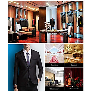 WULFUL Men’s Suit Slim Fit One Button 3-Piece Suit Blazer Dress Business Wedding Party Jacket Vest & Pants Wine Red