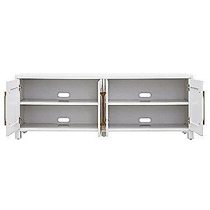 Henn&Hart Rectangular TV Stand for TV's up to 80" in White, TV Stands for the Living Room