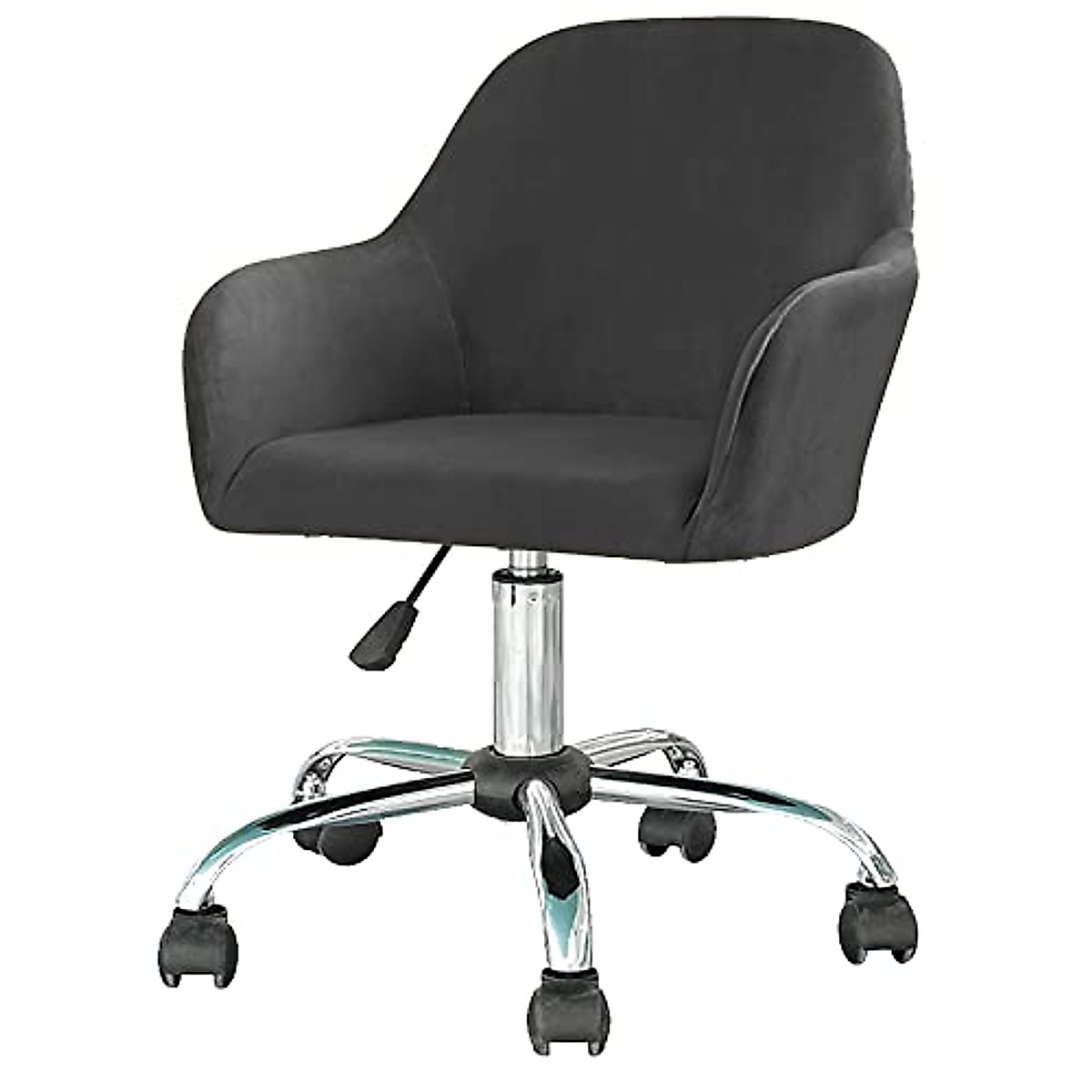 QINU KEONU Only 1 Black Velvet Swivel Armrest Curved Back Home Office Desk Chair Covers Stretch Wingback Dining Chair Cover Protector for Vanity Living Room (Black, 1)