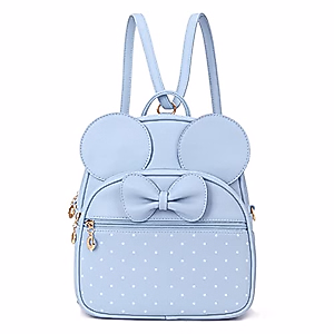 KL928 Girls Mini Backpack Bowknot Polka Dot Cute Daypacks Convertible Shoulder Bag Purse for Women (L.Blue)