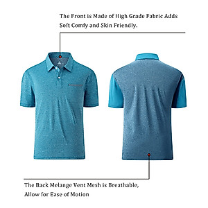 V VALANCH Men's Polo Shirts Sport Casual Short Sleeve Golf Polo Moisture Wicking Collared Tennis T-Shirt Aque Blue L