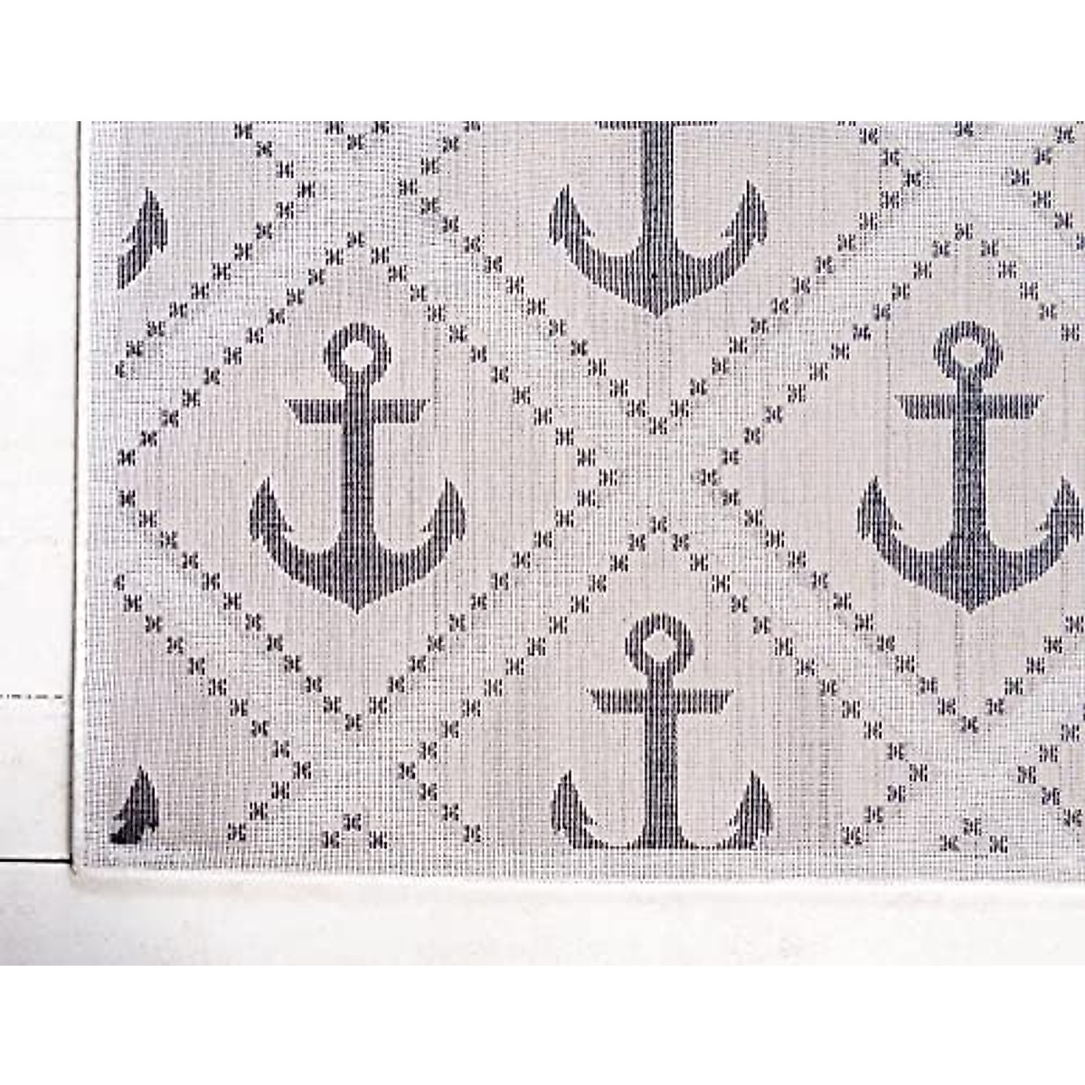 Unique Loom Metro Collection Modern Nautical Coastal Geometric Anchors Area Rug, for Kids, 5 ft x 8 ft, Light Gray/Ivory