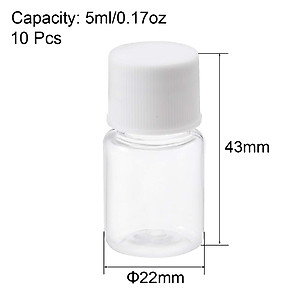 uxcell Plastic Lab Chemical Reagent Bottle, 5ml/0.17oz Wide Mouth Sample Sealing Liquid Storage Container, Transparent 10pcs