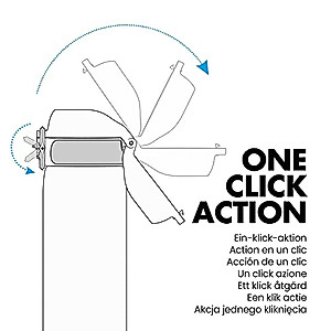 Ion8 Steel Water Bottle, 600 ml/20 oz, Leak Proof, Easy to Open, Secure Lock, Dishwasher Safe, Flip Cover, Fits Cup Holders, Carry Handle, Durable, Scratch Resistant, Raised Print, Blue, Whale Design