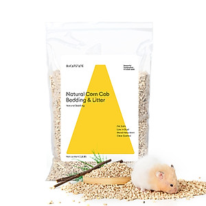 BUCATSTATE Hamster Corn Cob Bedding & Litter 1KG/2.2LB Natural Odor Control for Dwarf Hamster Pet Birds and Small Animals