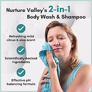 Nurture Rinse Free Body Wash & Shampoo w/Aloe | Hospital Grade Hair & Body Waterless Cleansing Foam | Women, Camping, Elderly & Hospital Patients | Shower Bath & Hand Soap for Sensitive Skin