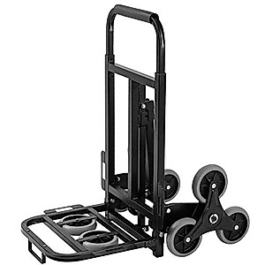 Hihone Stair Climbing Cart,330LBS Capacity Folding Stair Climber Hand Truck 6 Wheels & 2 Backup, Adjustable Handle Length Dolly Cart Trolley for Stairs, Flat Ground