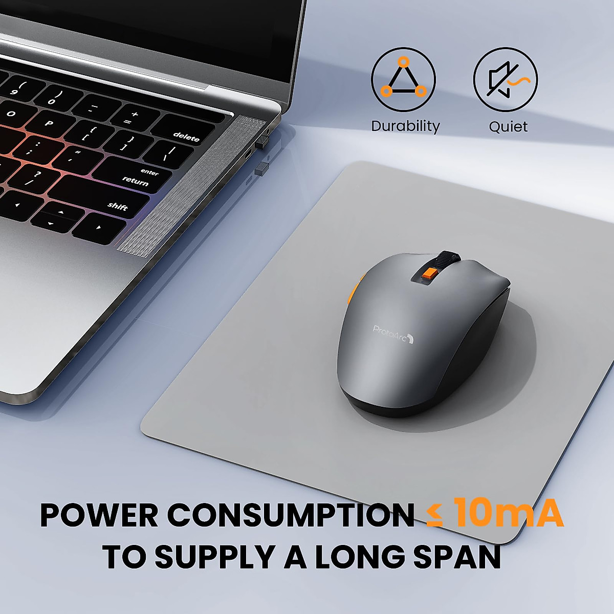 ProtoArc Solight Wireless Bluetooth Mouse, 55g Lightweight Mouse Wireless, 2.4G Cordless Quiet Rechargeable Mouse With 3 Device Connection, 3 Adjustable Dpi, Skeleton Design For Pc, Ipad, Mac, Windows