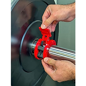 Clout Fitness Olympic Barbell Clamps Collars Quick Release Pair of Locking Weight Clips Fit 2 Inch Barbell for Weightlifting Red