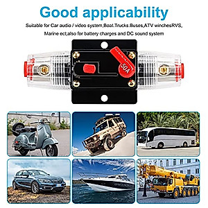 50 Amp Fuse Holders,Audio Circuit Breaker,Reset Fuse Inverter 12V-24V DC Replace Fuses for Car Audio and Amps Overload Protection