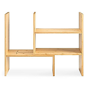 Navaris Desk Organizer Shelf Unit - Bamboo Desktop Shelves for Table or Countertop - Free-Standing Adjustable Shelving Rack for Tidy Kitchen or Office