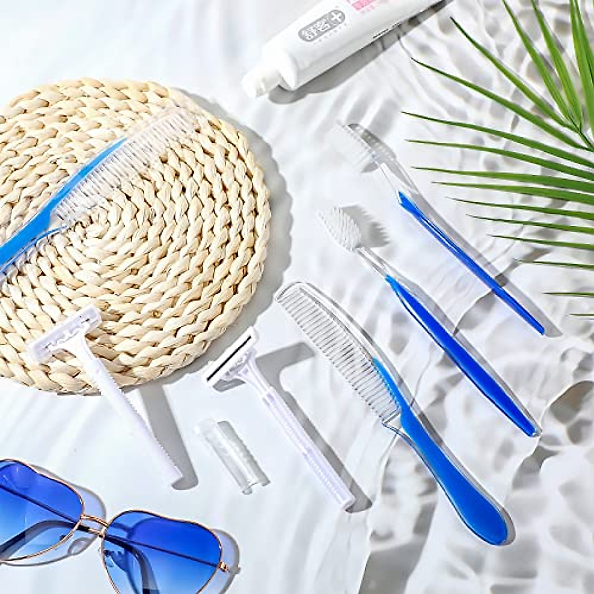 150 Pcs Disposable Toothbrushes and Comb Razors Bulk Individually Wrapped Soft Bristle Travel Toothbrush Kit Hair Combs Stainless Steel Blade Shaving Razors for Homeless Hotel Nursing Home Charity