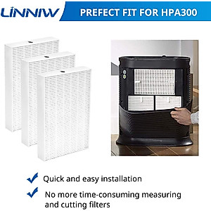 LINNIW HPA300 R Filter 3 Pack HEPA Replacement Filter R Compatible for Honeywell HPA300 Air Purifiers, Fits HPA090, HPA100, HPA200 Series, HRF-R1 HRF-R2 & HRF-R3(3 Pack)