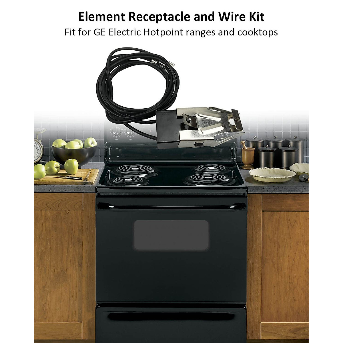 2Pack WB2X8228 Element Receptacle and Wire Kit Fit for GE Electric Ranges Electric Stove Burners parts Replaces AP2013499 PS242972