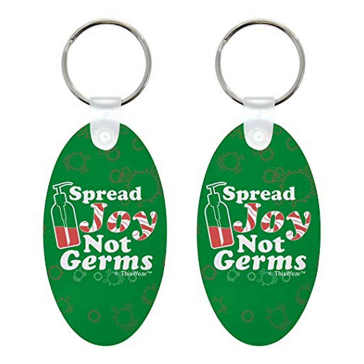 ThisWear Stocking Stuffer Keychain 2020 Spread Joy Not Germs 2-Pack Aluminum Oval Keychain