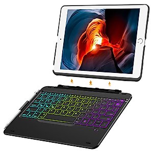 FINTIE Keyboard Case for iPad 10.2 inch 9th / 8th / 7th Generation (2021/2020 / 2019), 7 Color Backlit Wireless Bluetooth Keyboard, Magnetically Detachable Cover, Auto Sleep Wake, Black