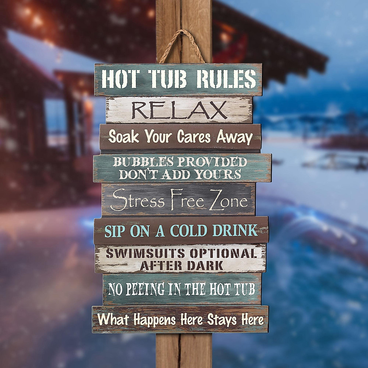 V VIBEPY All Over Print Hot Tub Rules Sign 8 Inches, 12 Inches, 18 Inches Funny Rules Sign, Bathroom Decoration Sign, Bathroom Sign, Hot Tub Sign, Bathroom Sign, Wooden Sign, Hot Tub Rules Wooden Sign