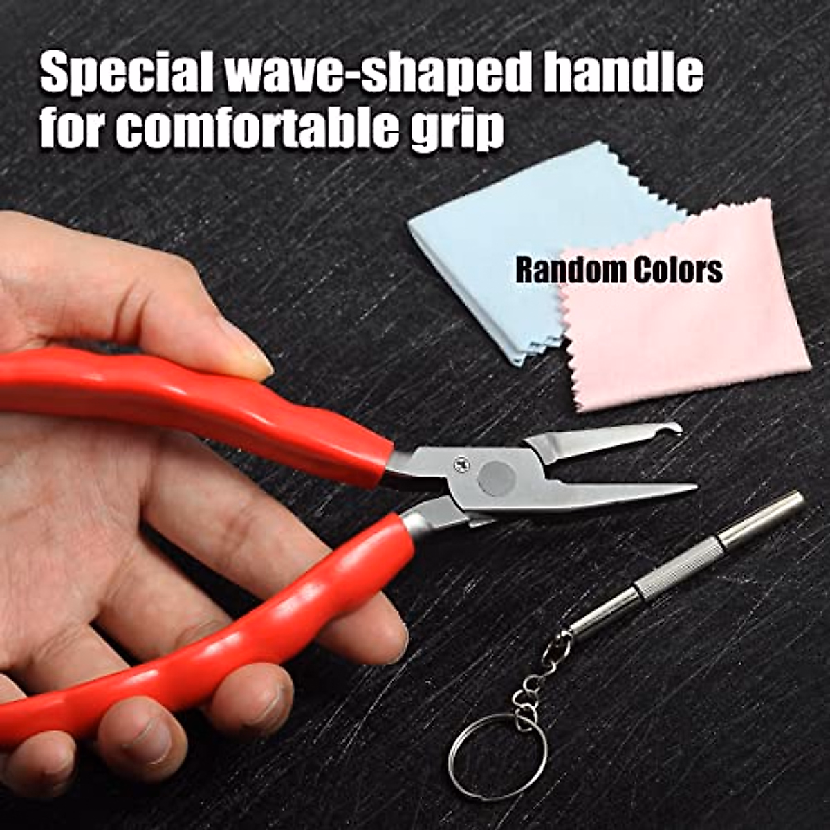 LEONTOOL 6 Inches Nose Pad Plier Adjusting Eyeglass Arms Frame Eyeglasses Repairing Plier Stainless Steel Optical Hand Tool Frames Clamp Repair Tool with Screwdriver and Glasses Cloth