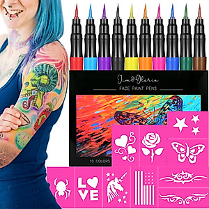 Jim&Gloria Temporary Tattoo Markers For Skin Fake Tattoo Pens Washable Face Paint Body Painting Art Gifts for Girls Boys Adults Teen Trendy Stuff, Trending Gifts For Tweens Teenage or Kids