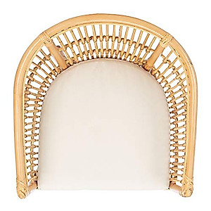 SAFAVIEH Home Collection Olivia Rattan Cushion Accent Chair, Natural/White