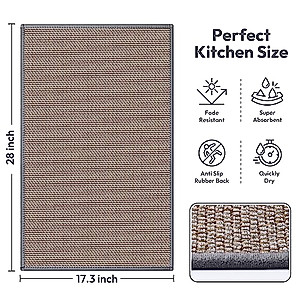 Kitchen Mats for Floor,Kitchen Rug, Nonskid, Washable,Absorbent Kitchen Runner Rug for in Front of Sink,Entryway,Hallway,Rubber Backing Indoor Door Mat,Farmhouse Style Standing Mat,17.3"x28",Grey
