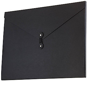 JAM PAPER Kraft Portfolio with Button and String Closure - Jumbo - 12 1/2 x 16 1/2 x 1/2 - Black Recycled - Sold Individually