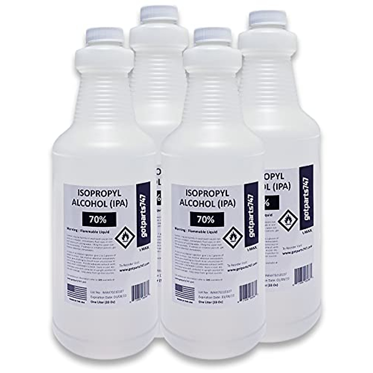 Isopropyl Alcohol 70% - 4 x 1000 ml (More Than ONE Gallon) USP Grade IPA 70 Percent - Made in The USA