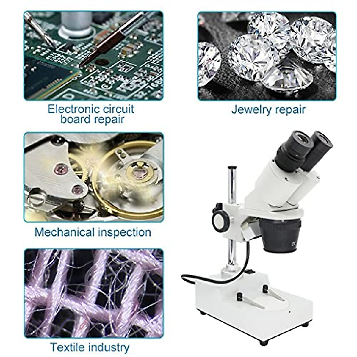 Binocular Stereo Microscope Industrial Stereo Microscope Top LED Illumination Mobile Phone PCB Soldering Repair Tool (Color : OneColor, Size : 20X and 40X)
