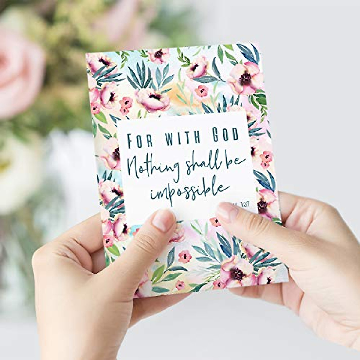 4x6 Blank Christian Greetings Bible Verse Scripture Cards with Envelopes and Matching Stickers, Boxed Set of 20 Religious Inspirational Cards in 5 Unique Designs by Nora's Nursery