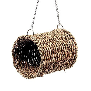 Mipcase Small Pig Play Parakeet Tunnels Tunnel Use Parrot Hammock Pet Rat Natural Tent Woven Guinea for Hedgehog Tube Snuggle Bird Straw Squirrel Chinchilla Seagrass Hamster Nest