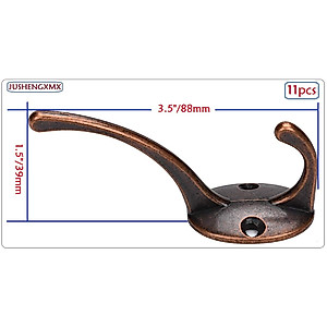 Dual Wall Hooks Coat Hooks Heavy Duty Made of Strong Metal 11Pcs-Coffee