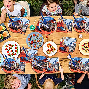 Tshirtshark 40pcs Hot Car birthday Party Decorations,Hot wheel Party Tableware Set for 20 Guests，Hot Car birthday Party Dessert Plates Napkins Used for party Supplies…, Red